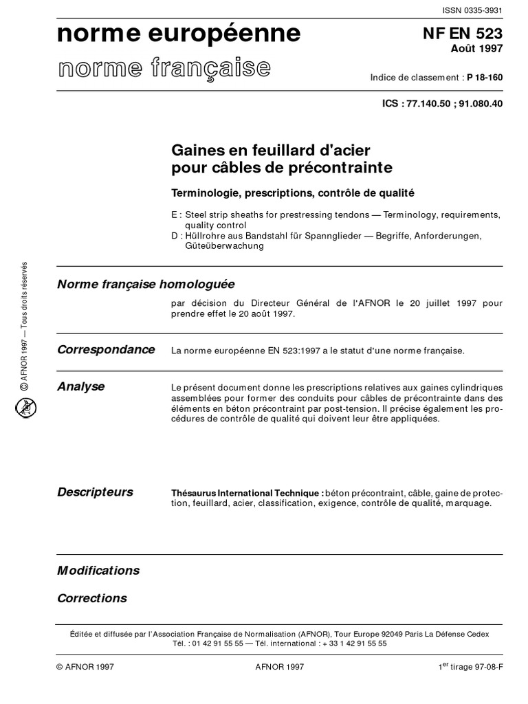 NF EN 523-Gaines en Feuillard D'acier | PDF