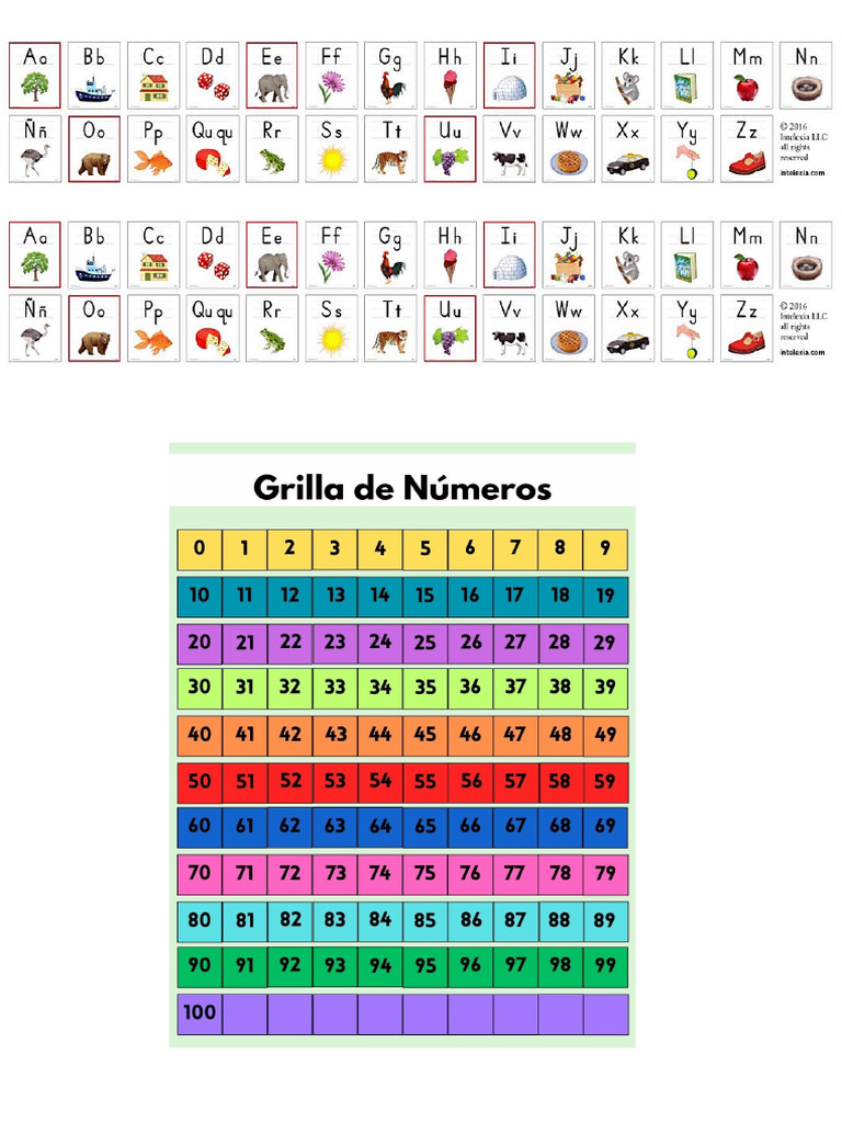 Abecedario - Grilla de Números | PDF