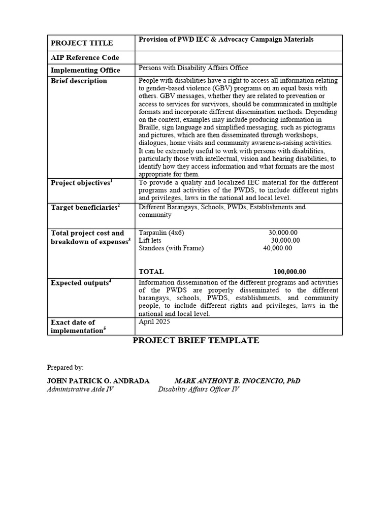 PWD IEC & Advocacy Campaign Materials | PDF | Disability