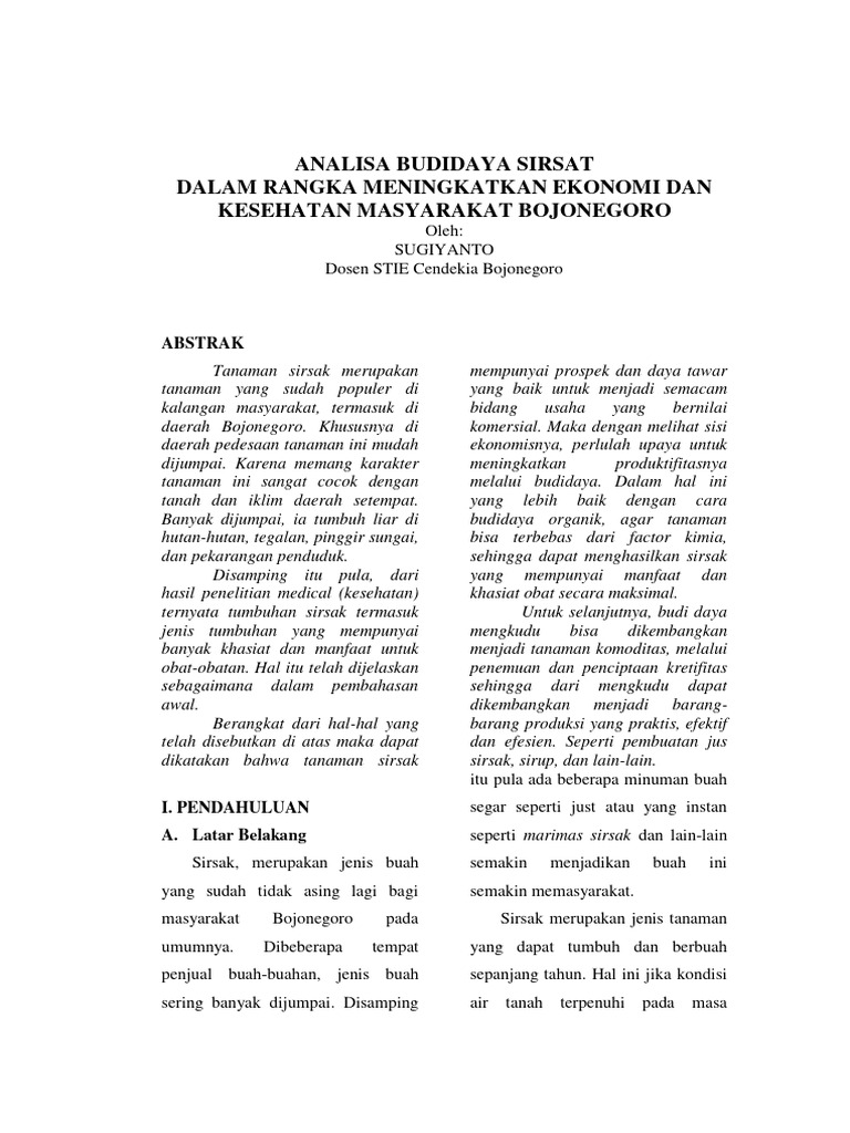 Analisa Budidaya Sirsat Dalam Rangka Men 50e5b009 | PDF