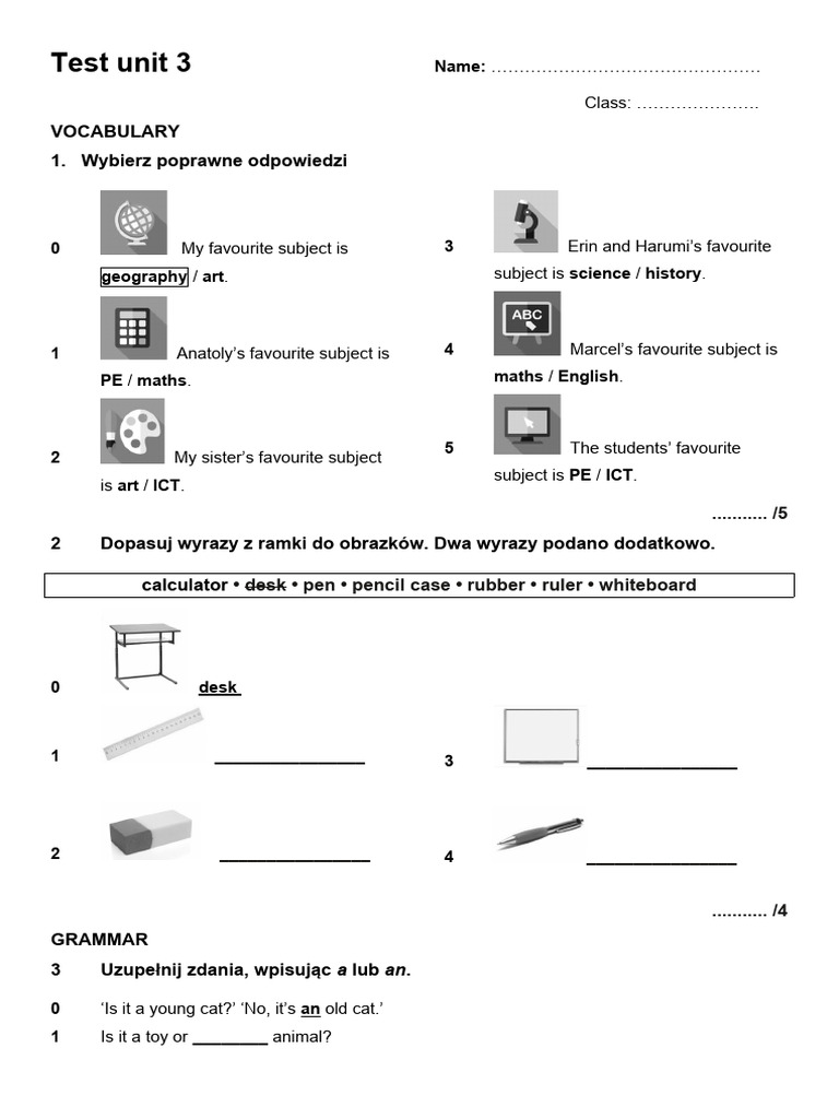 Isucceed A1 Tests Unit 3 | PDF