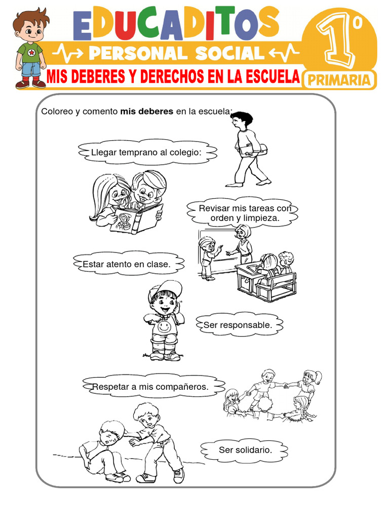Mis Deberes y Derechos en La Escuela para Primer Grado de Primaria | PDF