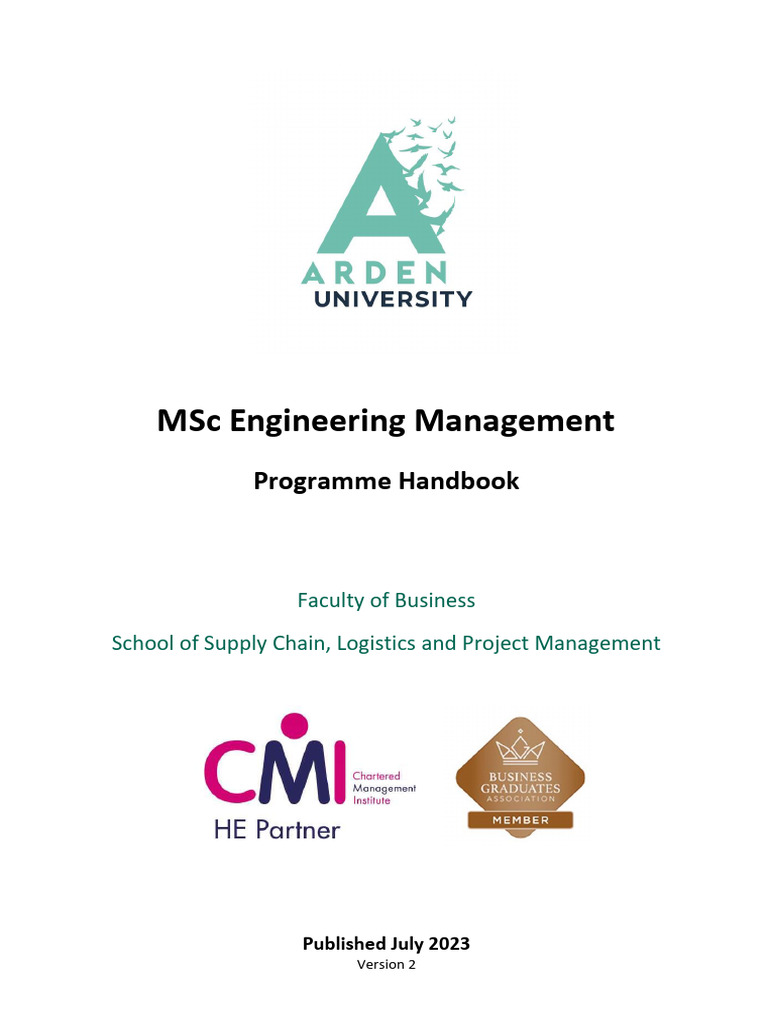 MSc Engineering Management Handbook | PDF | Learning | Educational ...