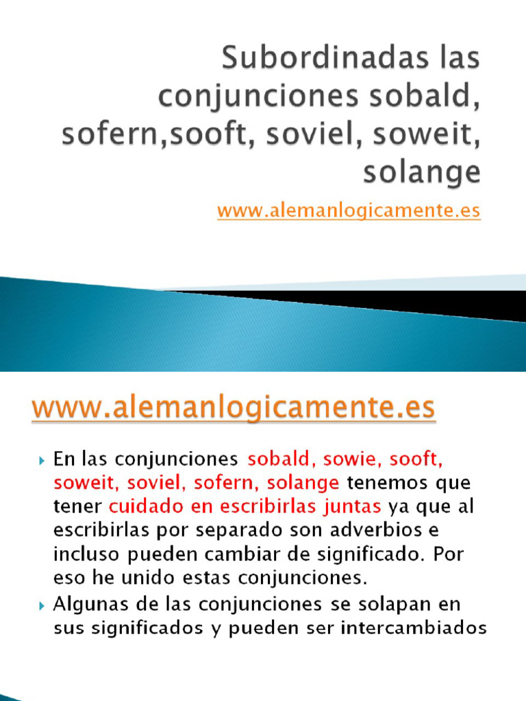 Subordinadas-Con-Sabald-Soweit-Sofern-Sooft-Splange-Sowie. Usw | PDF