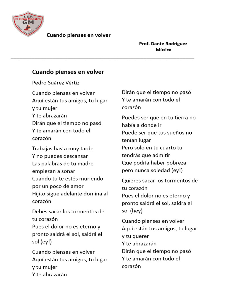 Cuando Pienses en Volver | PDF