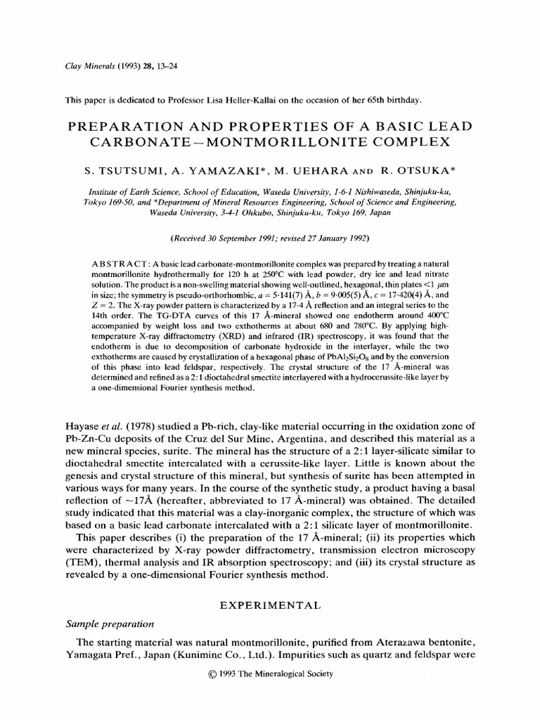 Preparation and Properties of A Basic Lead Carbonate - Montmorillonite ...