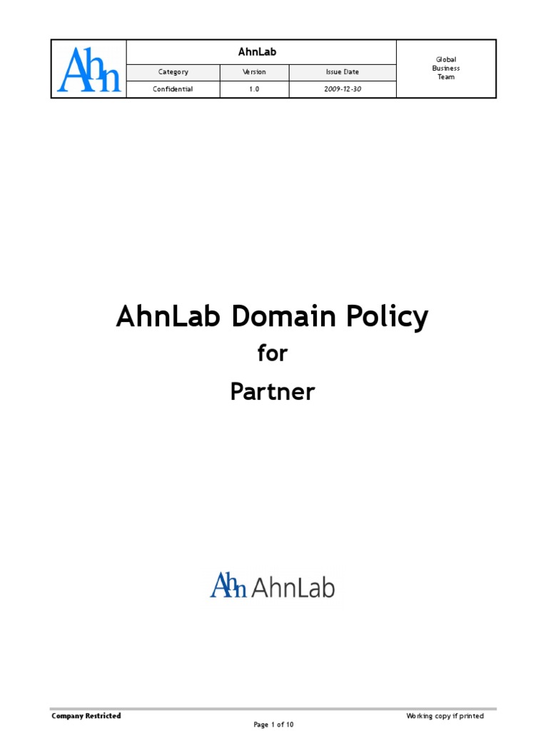 AhnLab Domain Policy For Partners Eng | PDF | Software Development ...