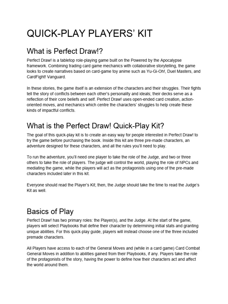 Perfect Draw! Quick-Play Demo Kit _ PLAIN TEXT | PDF | Playing Cards ...