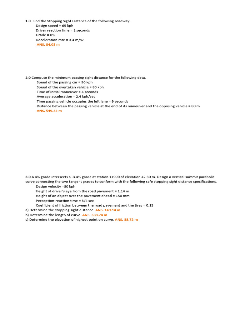 PS - Lesson 3 - Sight Distances | PDF | Acceleration | Transport