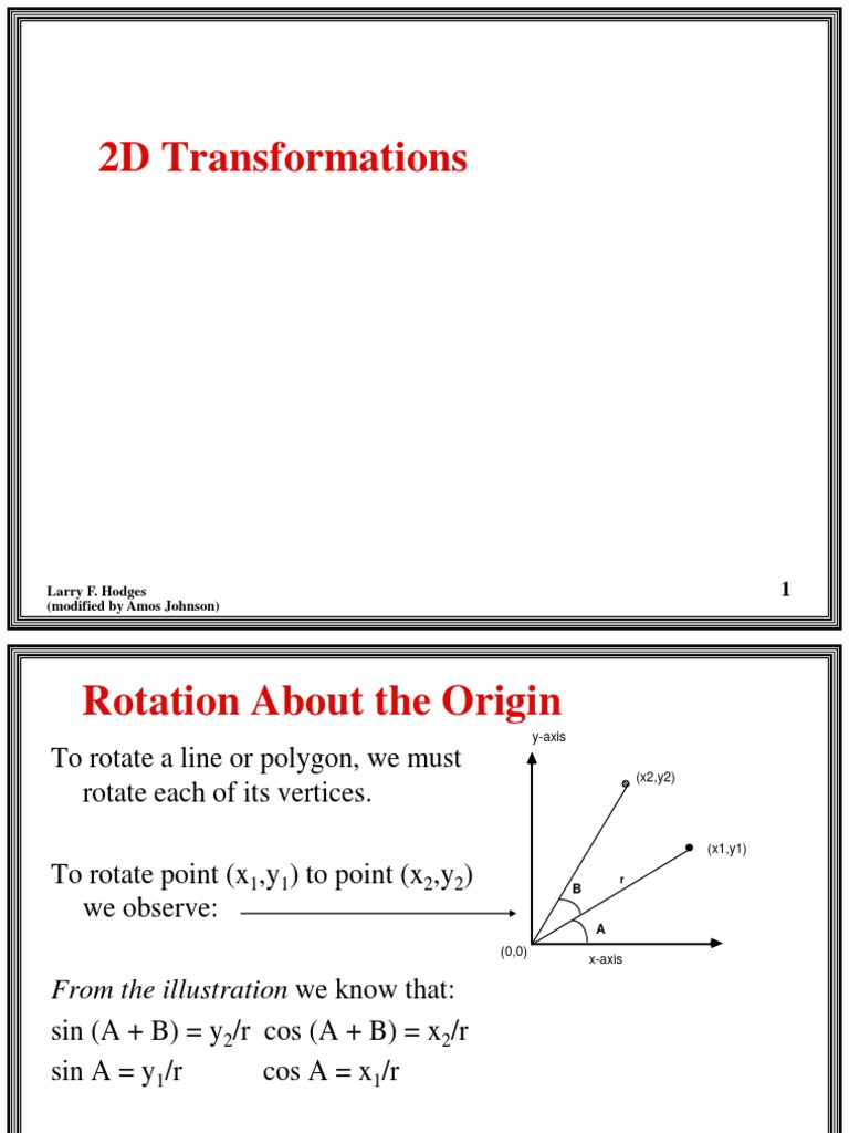 2D Transformations: Larry F. Hodges (Modified by Amos Johnson ...