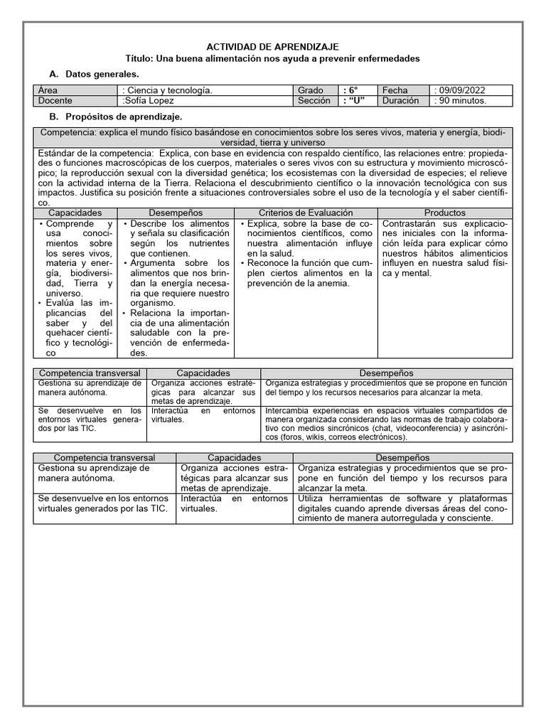 Alimentación Saludable y Prevención | PDF | Evaluación | Alimentos