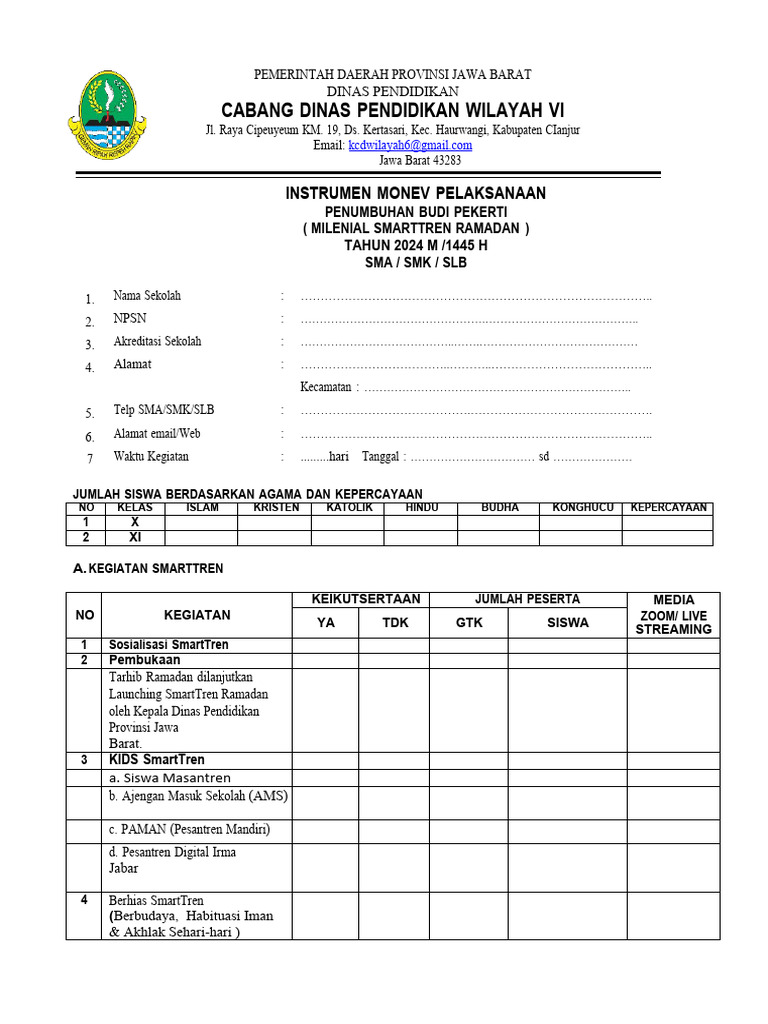 Instrumen Monev SmartTren 2024 - OK | PDF