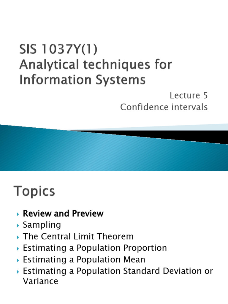 Week05 Confidence Intervals | PDF | Standard Deviation | Sampling (Statistics)