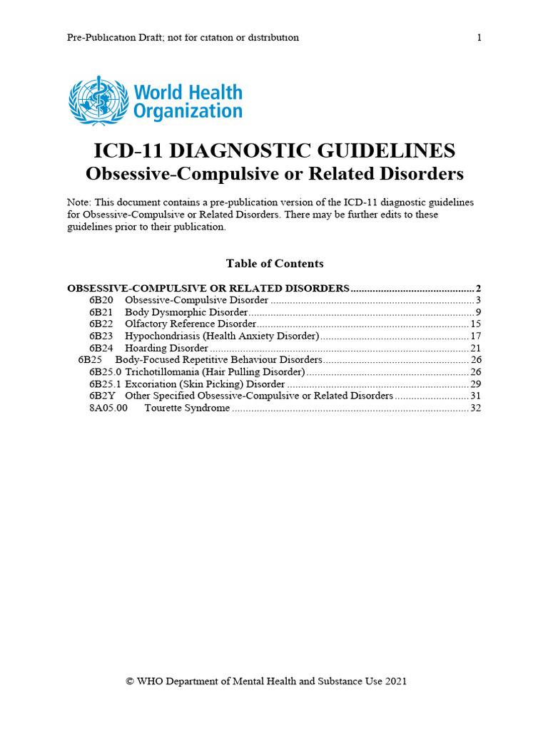 TOC y Relacionados CIE 11 | PDF | Obsessive–Compulsive Disorder | Mental Disorder