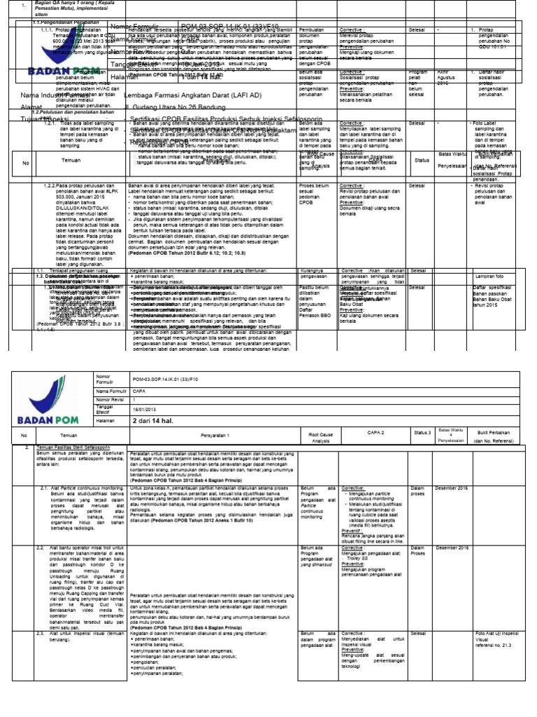 Prosedur Audit CAPA di LAFI AD | PDF