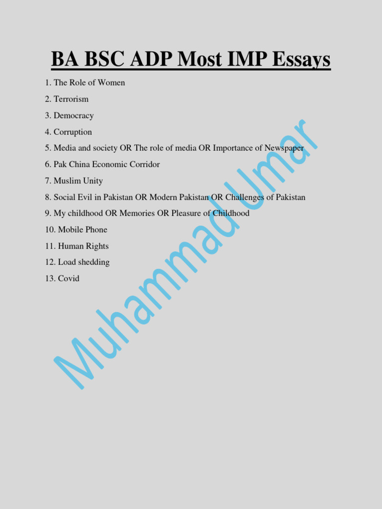 BA ADA Part 2 English Multi Essays | PDF