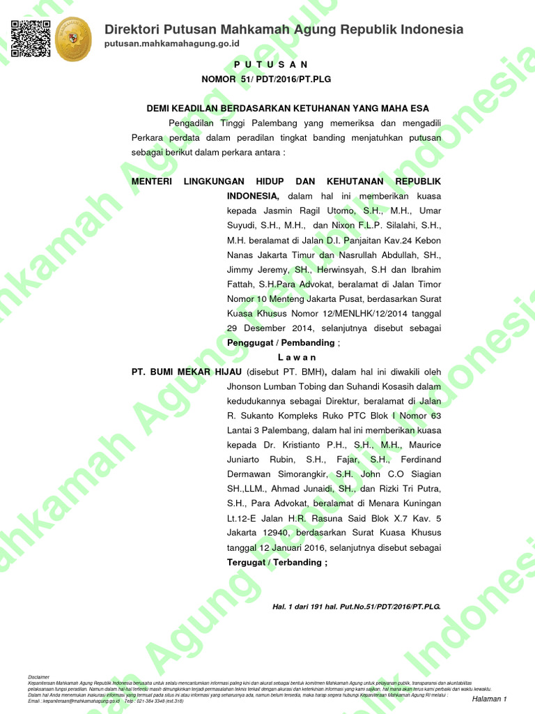 Putusan 51 PDT 2016 PT - PLG 20211213 | PDF