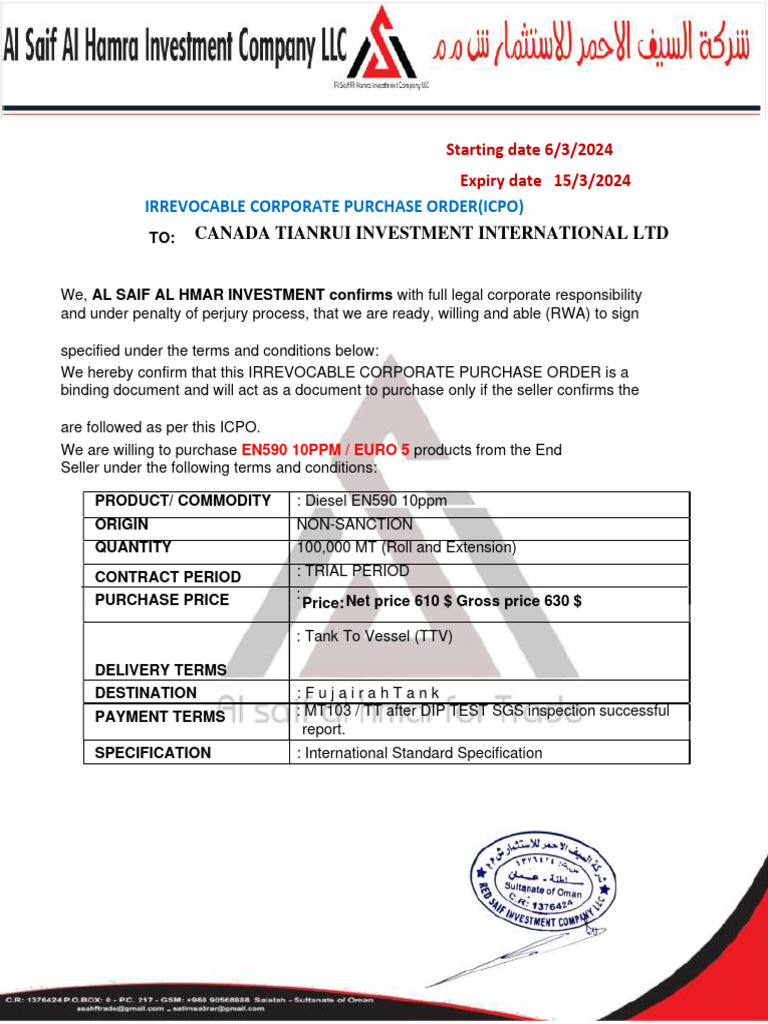 Contoh ICPO EN590 | PDF