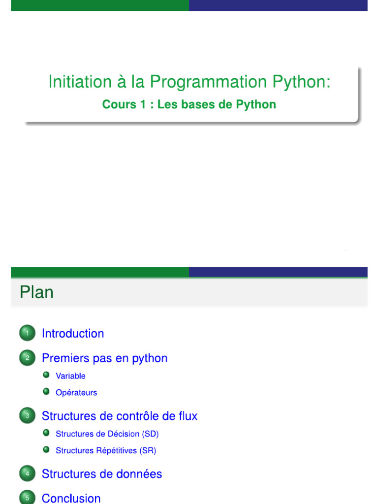 COURS PYTHON PARTIE 1 | PDF