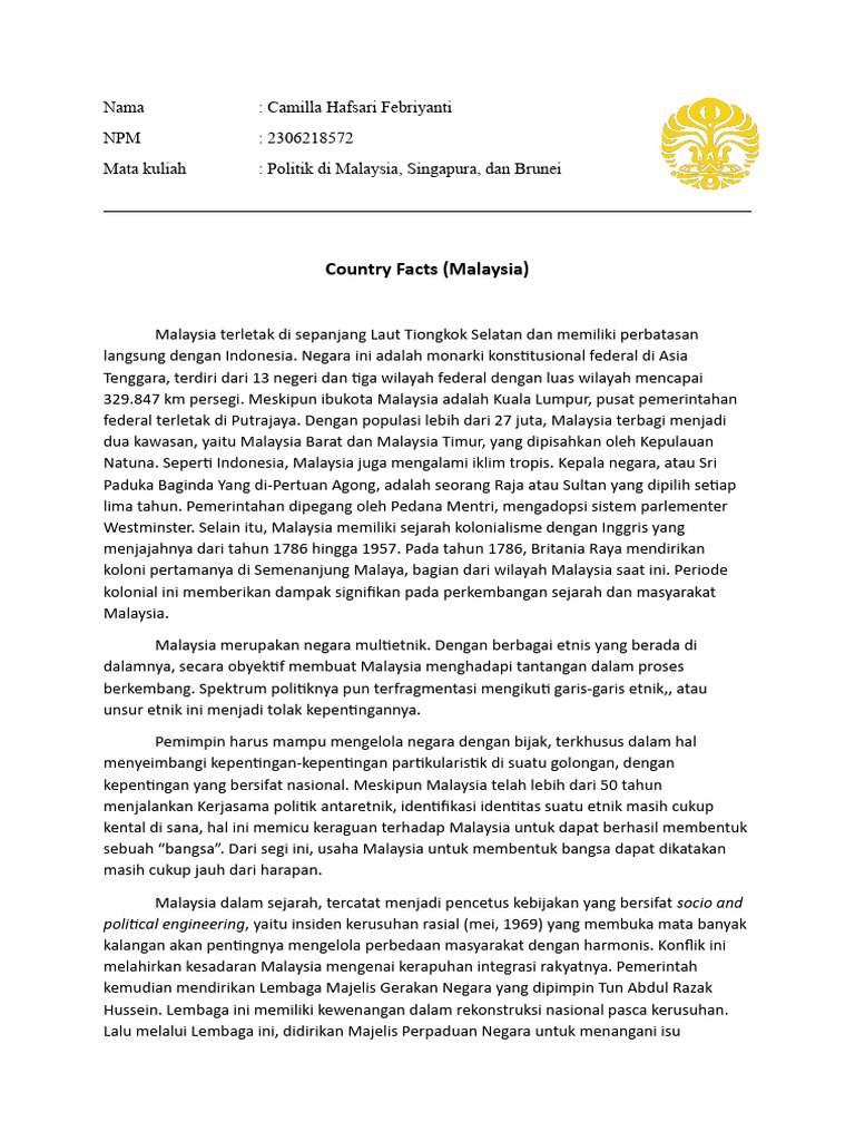 Country Facts Malaysia | PDF