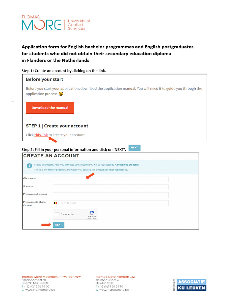 Application Manual Thomas More | PDF