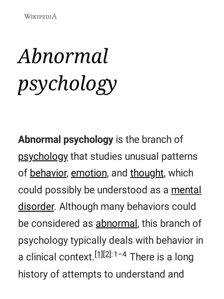 Abnormal Psychology | PDF | Mental Disorder | Abnormal Psychology