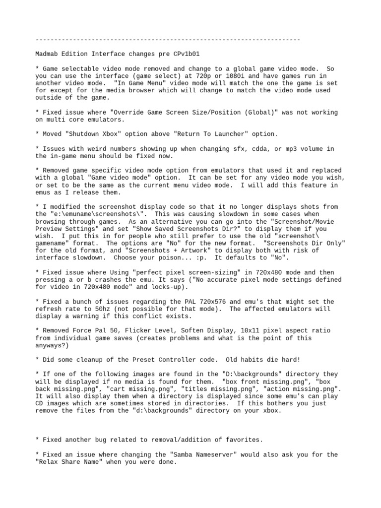 Interface Changelog Pre CPv1b01 | PDF | Computer File | Cheating In Video Games