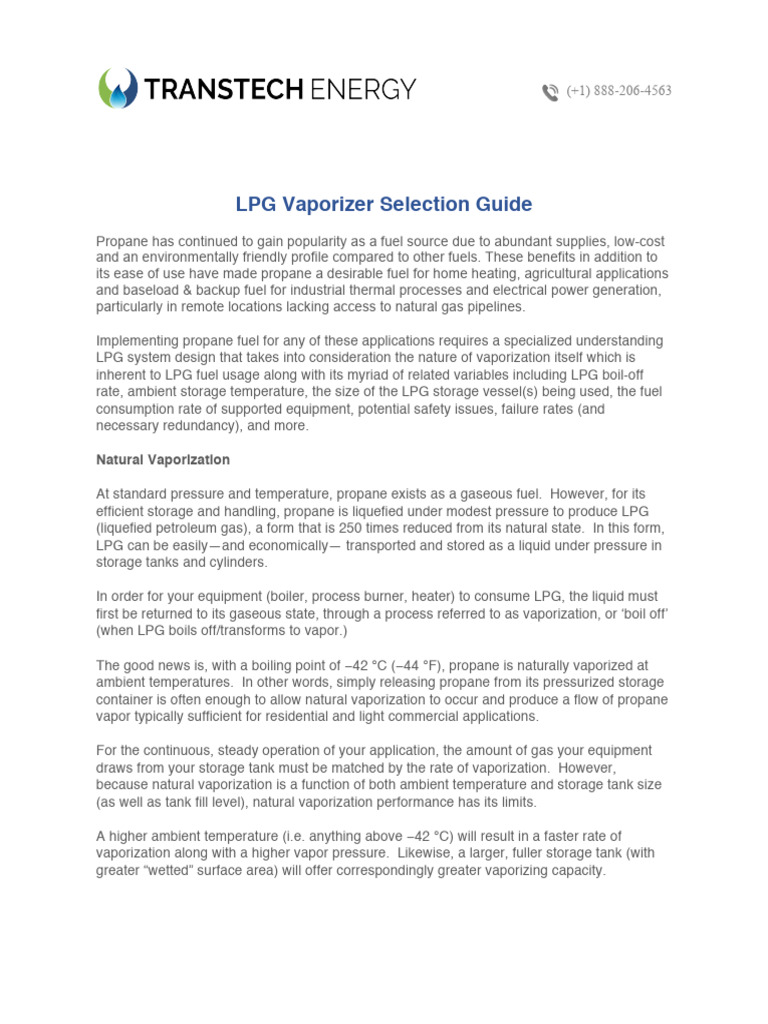 LPG Vaporizer Guide | PDF