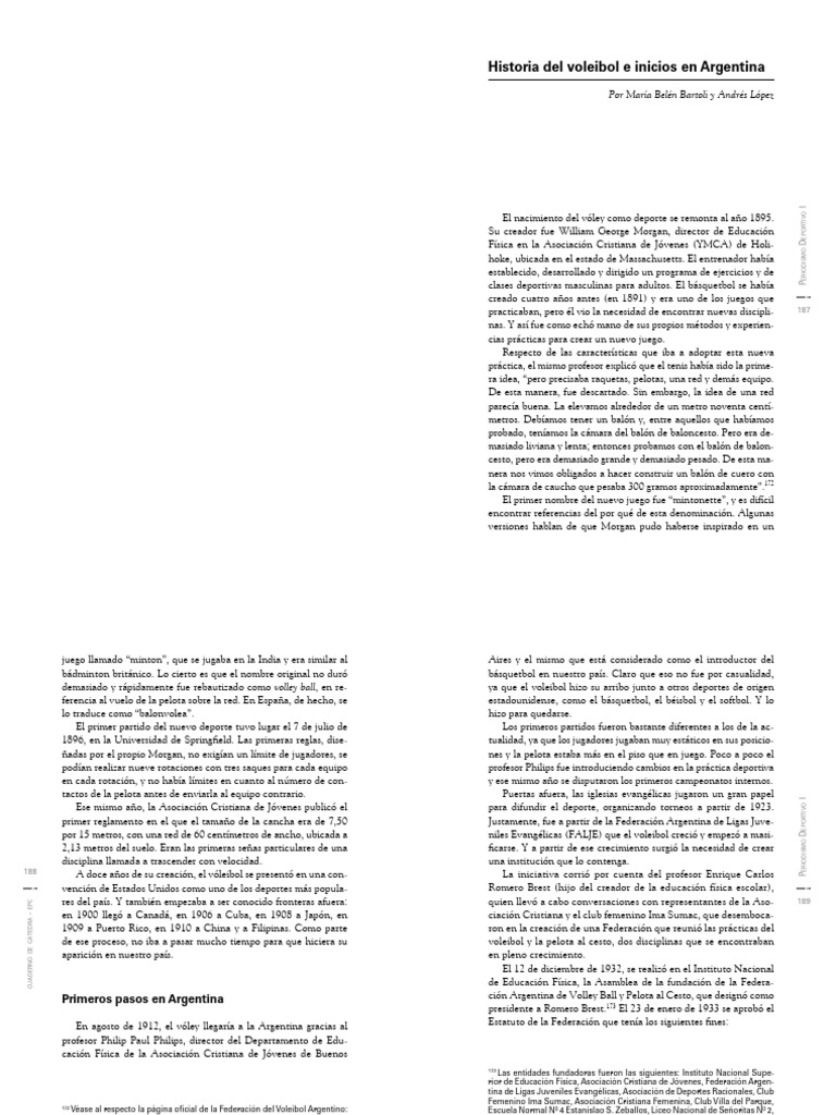 Unidad 1 - Historia Del Voley - LOPEZ-BARTOLI | PDF
