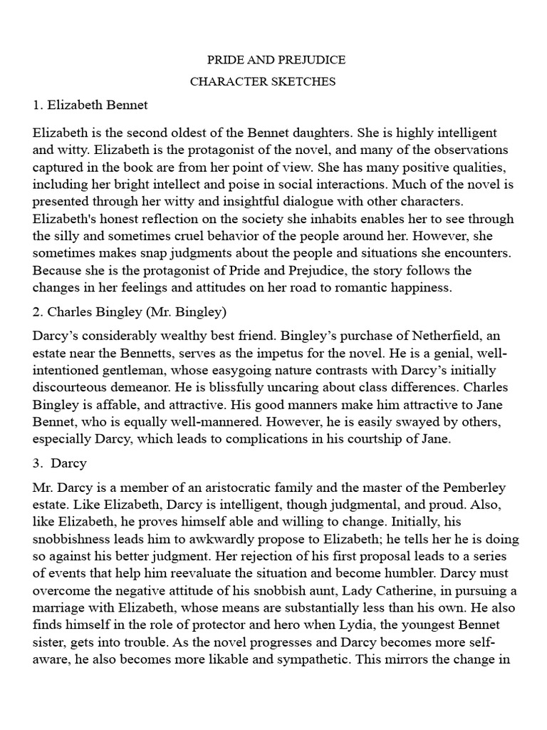 Resource 20240222210915 Character Sketches Pride and Prejudice | PDF ...