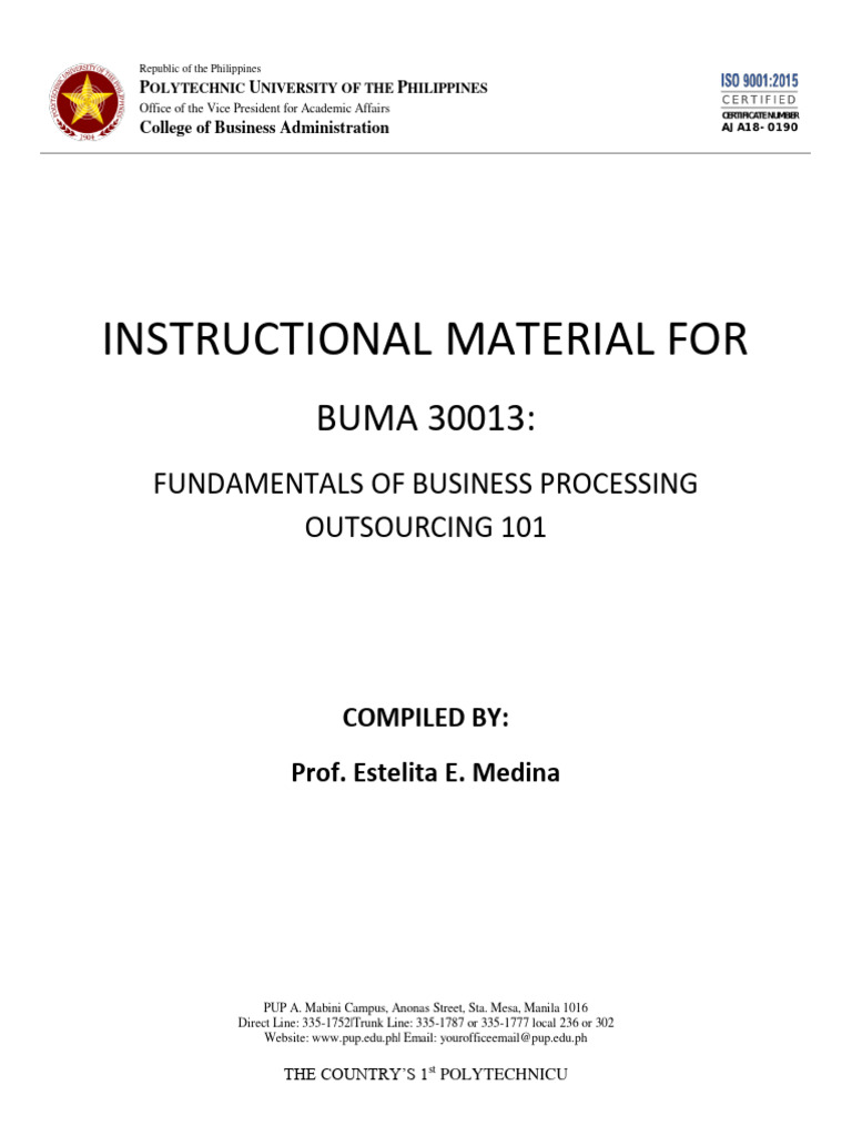 Instructional Material For BPO 101 | PDF