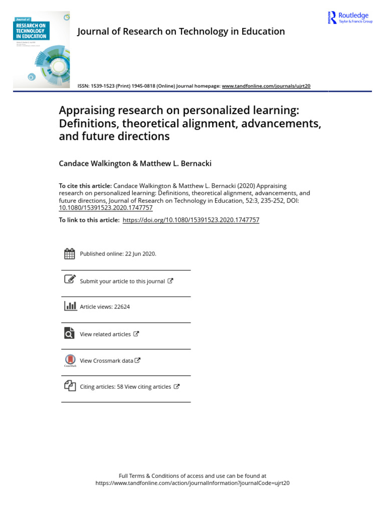Appraising Research On Personalized Learning Definitions Theoretical | PDF | Learning | Learning ...