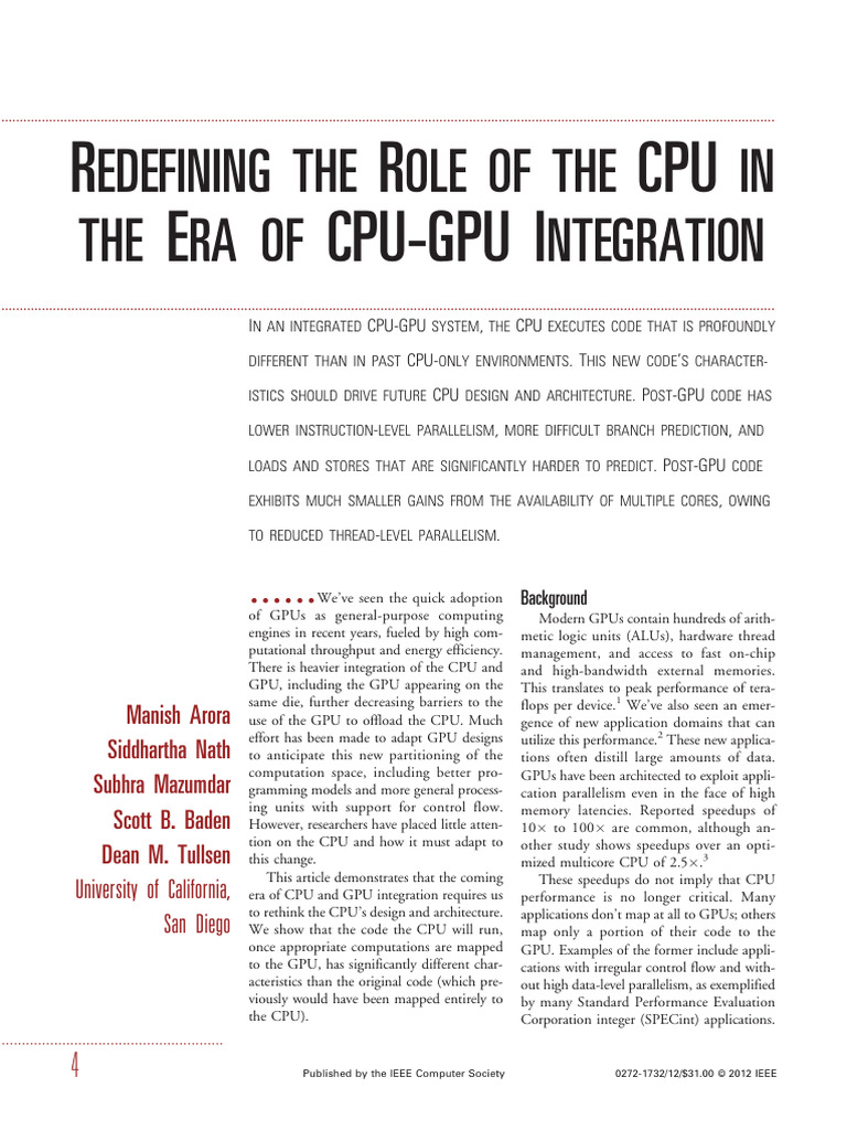 Lecture 4 - Cpu, Gpu | PDF