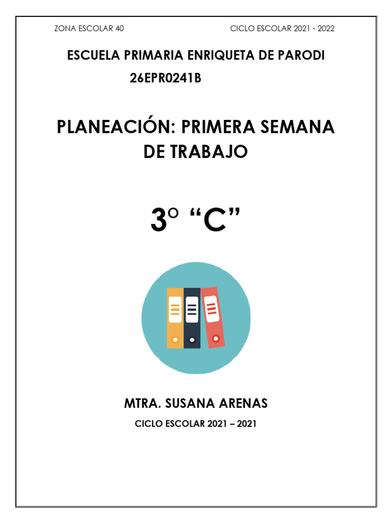 Plan Primera Semana Tercero | PDF | Aprendizaje