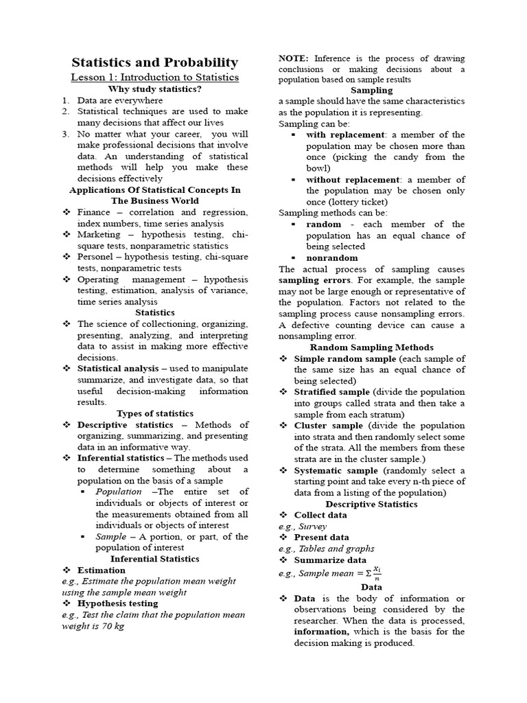 Statistics and Probability - Midterm Reviewer | Download Free PDF ... Statistics and Probability - Midterm Reviewer | Download Free PDF ...