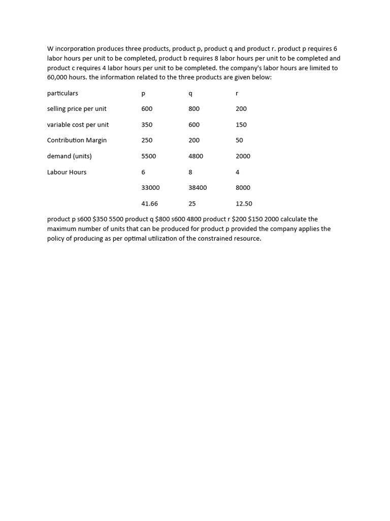 Optimal Production of Product P Analysis | PDF | Home & Garden | Computers