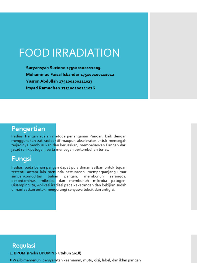 Metode dan Regulasi Iradiasi Pangan | PDF