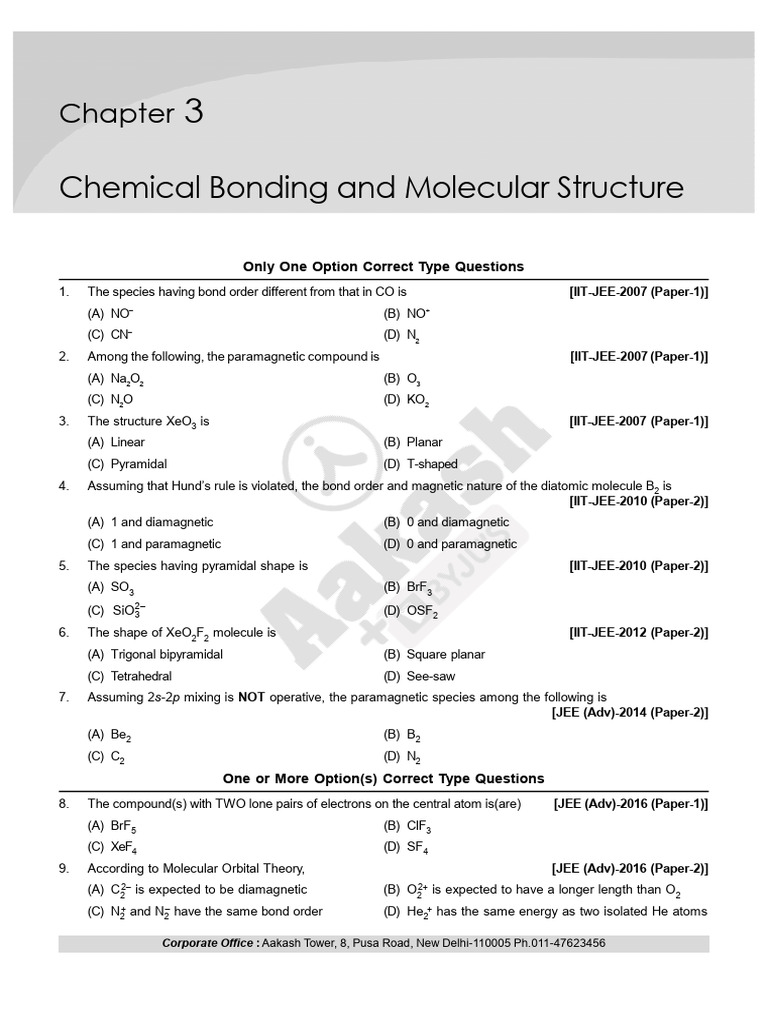 C - Ch-03 - Chemical Bonding and Molecular Structure | PDF | Chemical Bond | Molecular Orbital