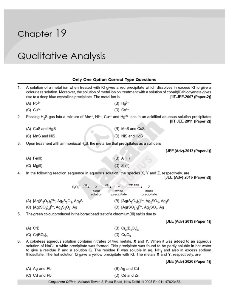 C Ch-19 Qualitative Analysis | PDF
