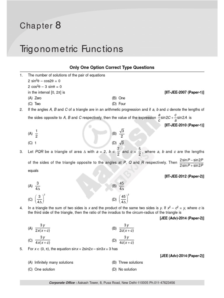 M Ch-08 Trigonometric Functions | Download Free PDF | Triangle | Mathematical Objects