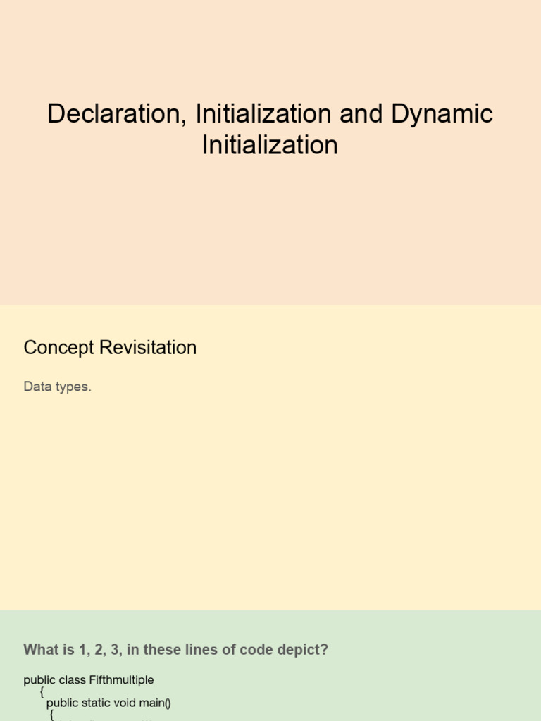 3.3 Declaration Assignment Dynamic Declaration | PDF | Variable (Computer Science) | Integer ...