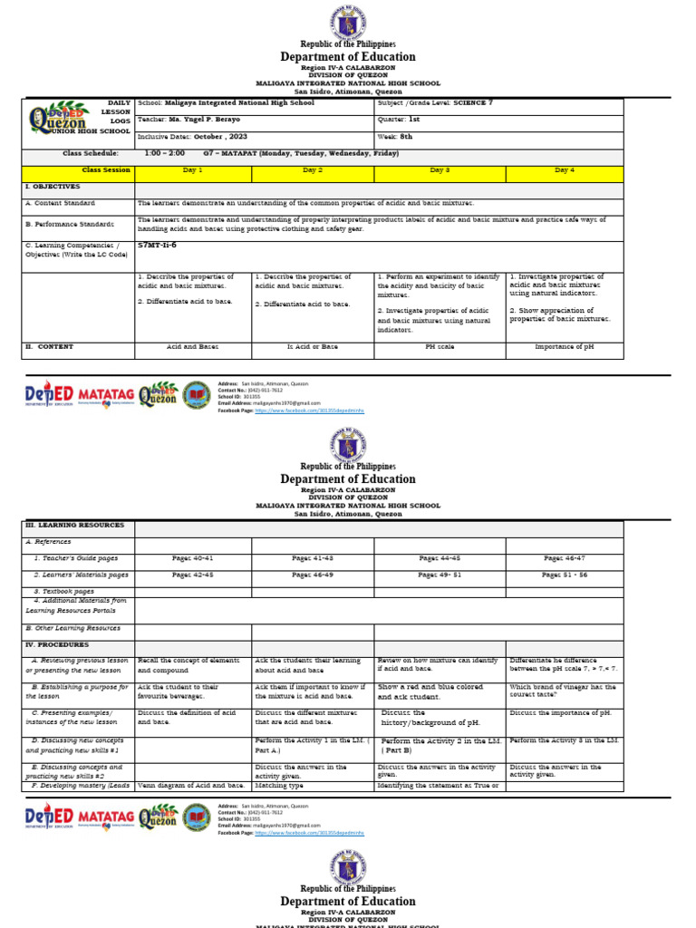 DLL Science 7, Q1W7 | PDF | Learning | Cognition