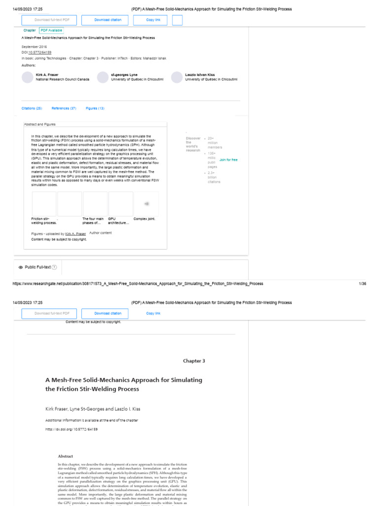 (PDF) a Mesh-Free Solid-Mechanics Approach for Simulating the Friction Stir-Welding Process ...
