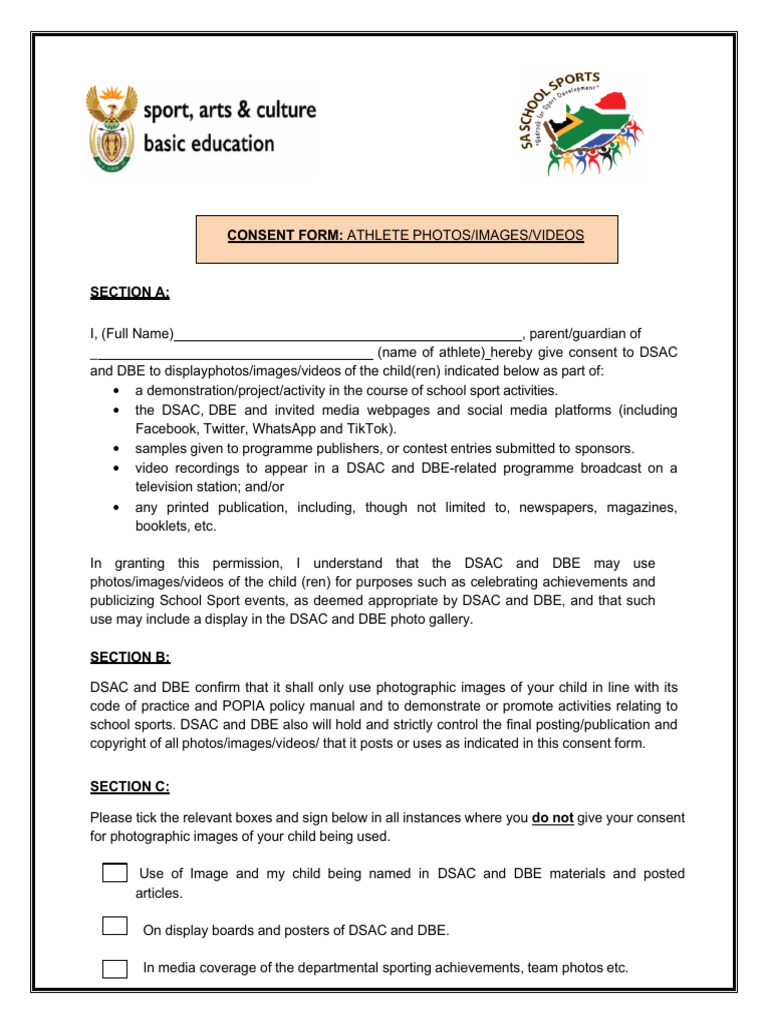 Athletes NSSC Popia Indemnity Form Updated. | PDF
