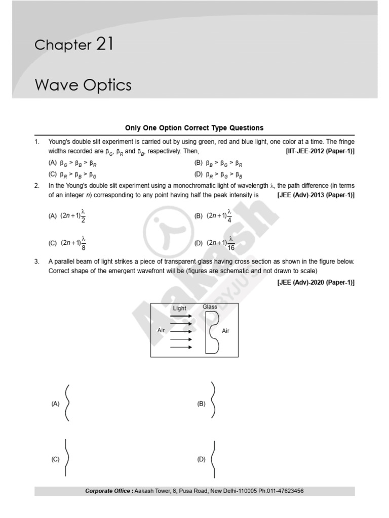 P_Ch-21_Wave+Optics | PDF | Diffraction | Wavelength