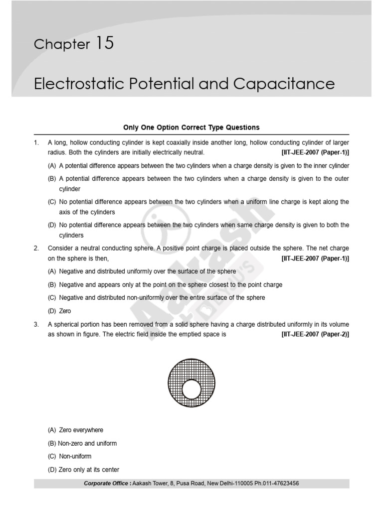 P Ch-15 Electrostatic+Potential+and+Capacitance | PDF | Capacitor ...