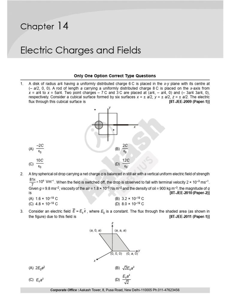 JEE Advanced Physics: Electric Fields & Charges | PDF | Electric Field | Force