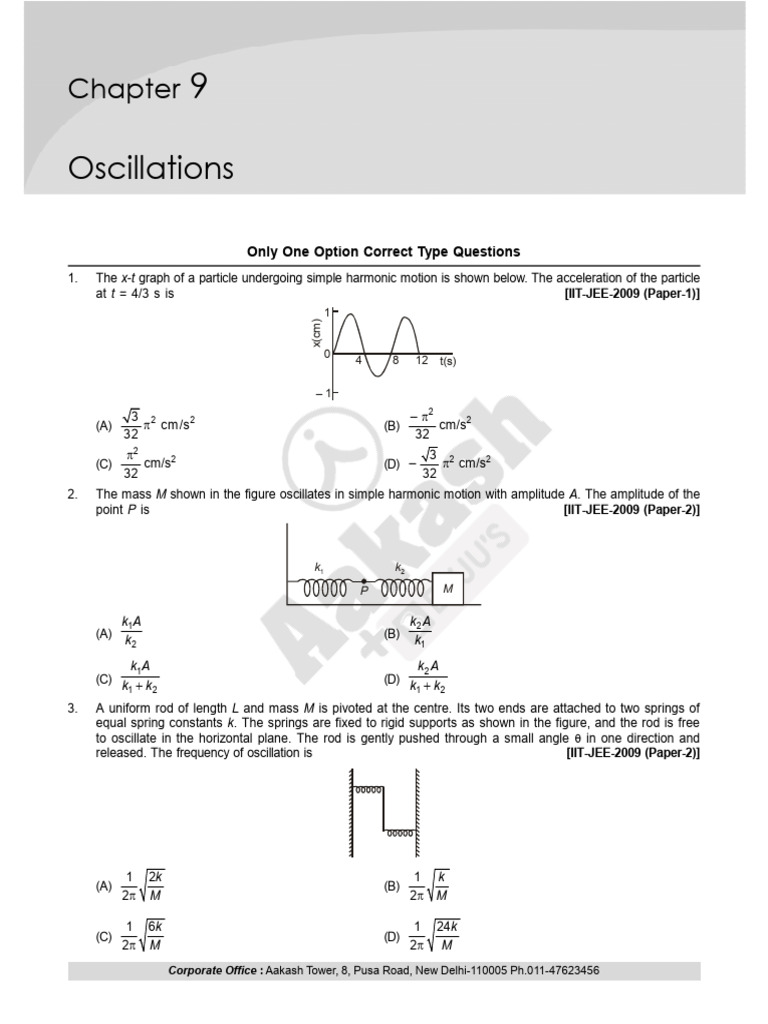 P Ch-09 Oscillations | PDF | Momentum | Acceleration