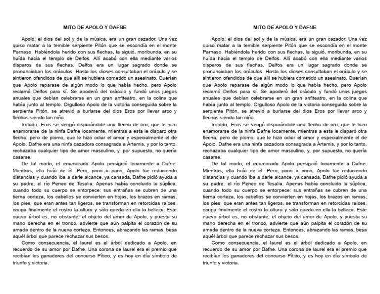 Mito de Apolo y Dafne: Transformación en Laurel | PDF