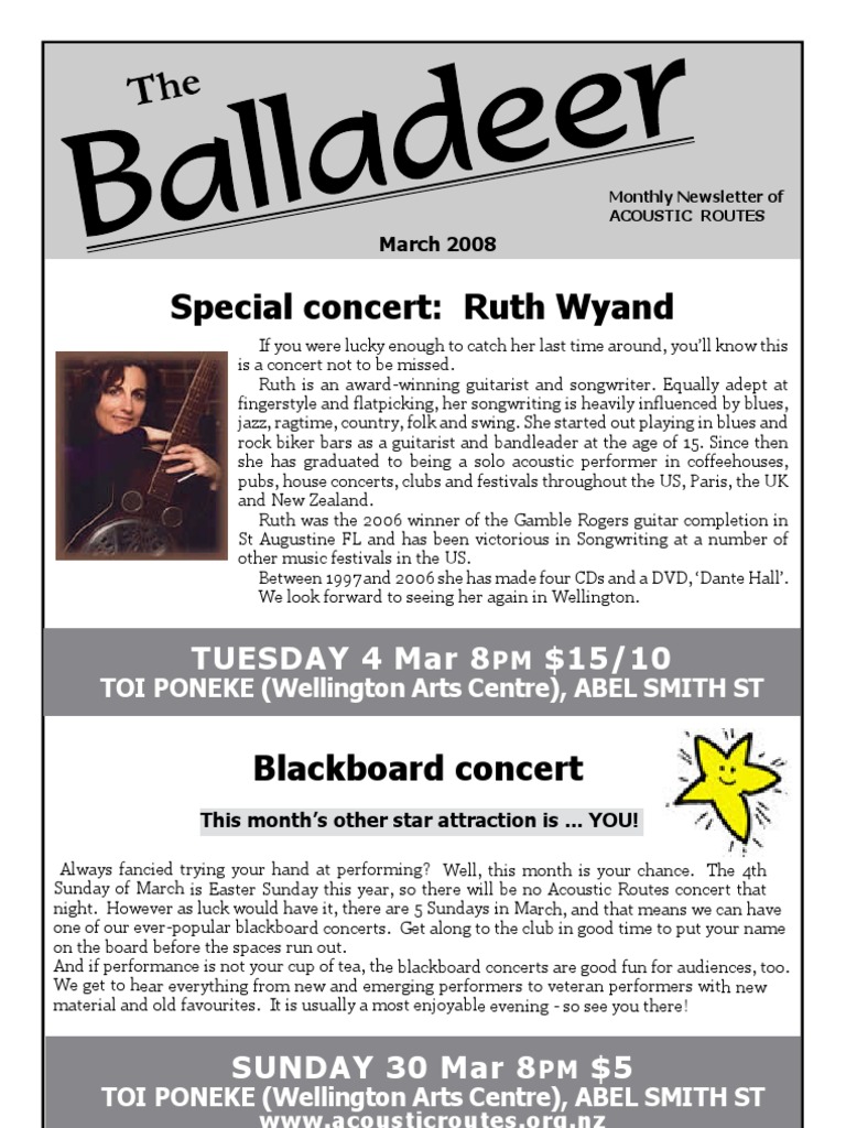 March 2008 Balladeer | PDF | Folk Music | Performing Arts